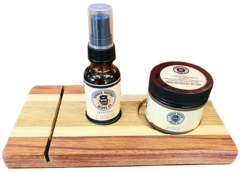 Wooden beard product caddies - Rugged History Beard Co.